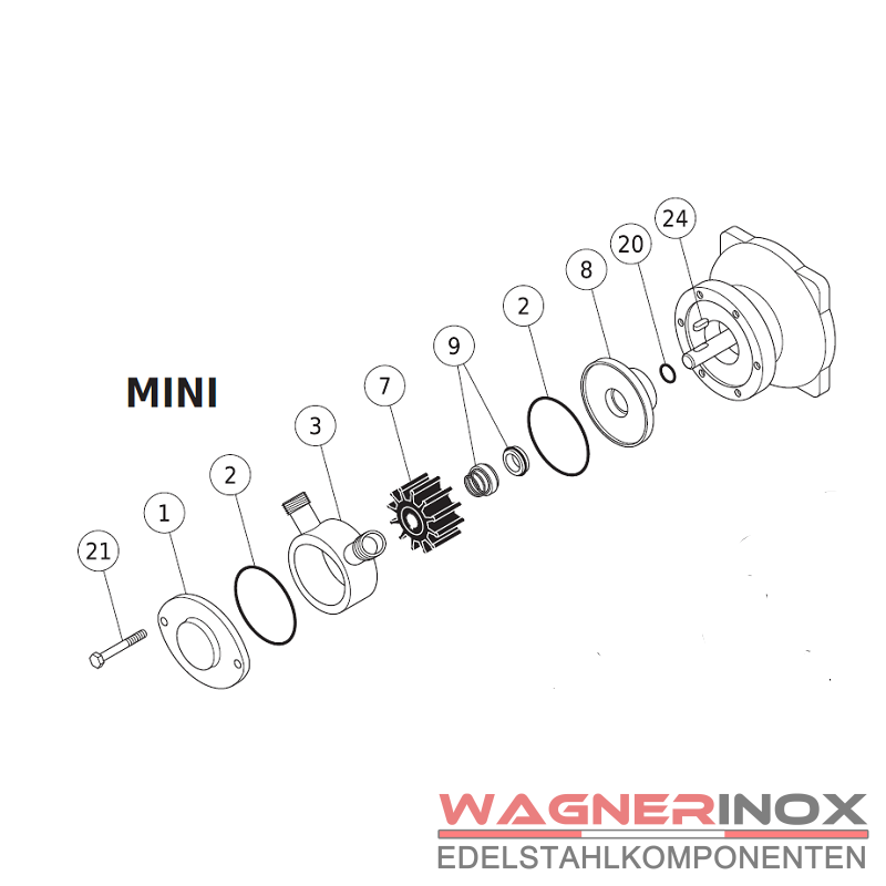 Pumpenwelle für LIVERANI MINI aus Edelstahl, 54,65