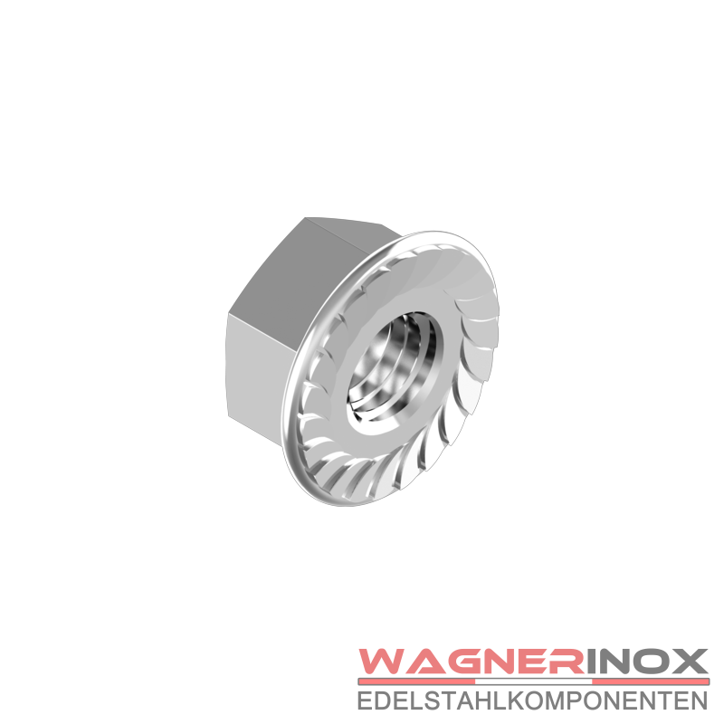 Edelstahl Sperrzahnmutter DIN 6923 M6 V2A Pkg. 200 Stück, 7,16