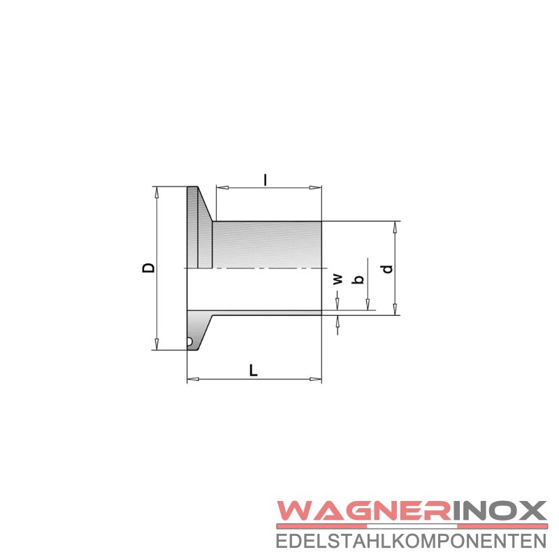 Clamp Anschweißstutzen ISO 2852 DN100 (Clamp 130,0mm) Länge: 49mm 1.4 ...