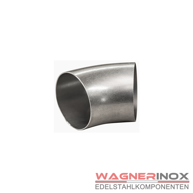 Edelstahl Rohrbogen DIN 2605 21,3x2,6mm 45° BA3 (R=1,5D) 1.4541, 17,30